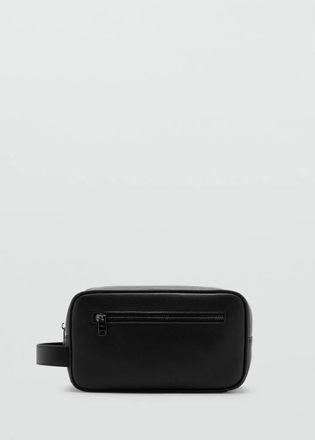 Mango Sac cosm&eacute;tique cuir &agrave; zip noir - Homme - Taille unique - MANGO MAN
