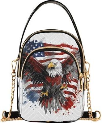 Mnsruu Sac à bandoulière pour femme, aigle américain, drapeau bleu, étoiles, sac à main, petit sac à bandoulière avec sangle réglable