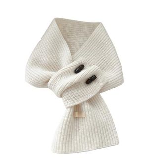 Generic &Eacute;charpe dhiver chaude pour femme avec boutons en bois, &eacute;charpe tricot&eacute;e &eacute;paisse et douce pour temps froid, blanc, taille unique