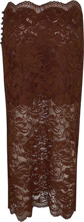 Paco Rabanne Femme, Jupes, Brun, Taille: 40 FR Midi Lace Skirt