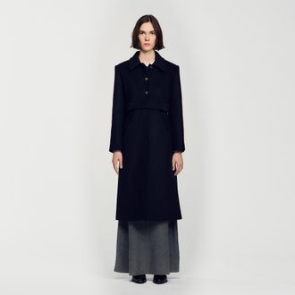 Sandro Manteau en laine effet 2-en-1