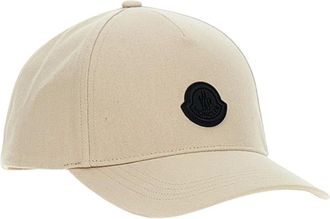 Moncler Homme, Accessoires, Beige, Taille: ONE Size Logo Patch Cotton Gabardine Baseball Cap