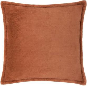 furn. Furn. Kallu Kissen mit Polyesterfüllung aus Kunstfell - weiches, Flauschiges Dekokissen mit Oxford-Kante (Rost - 55x55cm)