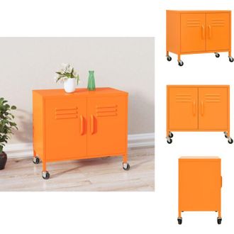 vidaXL Lagerschrank Orange 60x35x56 cm Stahl - Ordnung Schaffen - Aufbewahrungsraum - Stahlschrank - Rollcontainer - Mobile Aufbewahrung