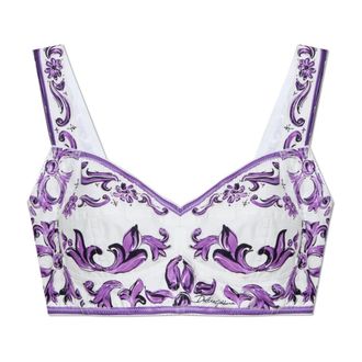 Dolce & Gabbana Kurzes Top mit Majolica-Print - - Tops - Damen - Lila - 2XS