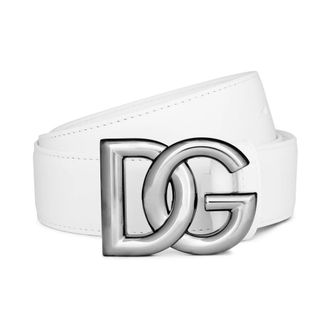 Dolce & Gabbana Wei&szlig;es Leder-Logo-G&uuml;rtel - - Accessories - Damen - Wei&szlig; - 105 CM