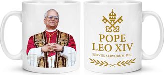 Gift Base Tasse, Motiv: Papst Leo XIV, Gedenken 2025, 284 ml, katholische Kirche, religiös