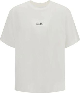 Maison Margiela Homme, Tops, Blanc, Taille: L T-Shirt Ras du Cou en Coton
