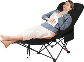 Generico Klappstuhl für den Außenbereich, Leichter Strandsitz | hohe Rückenlehne mit Fußstütze für, Pool, Garten, Rasen, Terrasse, Picknick