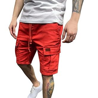 Generic MJGkhiy Cargo Short de travail dété pour homme, short de randonnée avec multi-poches léger, pantalon de travail court, confortable Bermuda cargo pour 