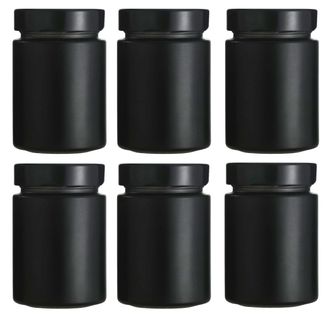 mikken Art 6 Gew&uuml;rzgl&auml;ser 190ml matt schwarz mit Schraubdeckel und Etiketten