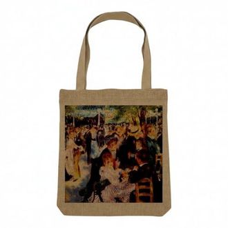 Fabulous Sac Shopping Tote Bag Aspect Lin - Auguste Renoir Bal du Moulin Impressionnisme Peinture Huile - Sac de Courses Toile Epaisse 360g Beige Naturel Cabas