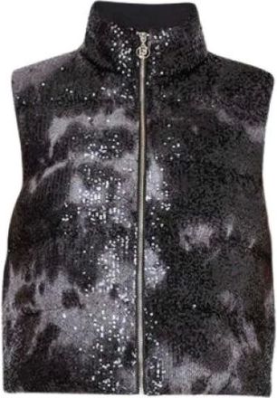 Liu Jo Femme, Vestes, Noir, Taille: 40 FR Gilet Rembourr&eacute; avec Sequins Appliqu&eacute;s