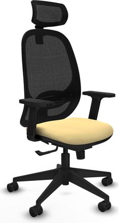 Piqueras y Crespo Cilanco Lumbal-B&uuml;rostuhl mit 2D-Armlehnen und Kopfteil, h&ouml;henverstellbar und neigbar, ausgestattet mit 3 Positionen und Schneidschaum, Schwarz/Cremefa