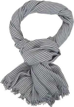 Ella Jonte Écharpe légère pour homme en coton beige blanc ou bleu à rayures, gris, taille unique