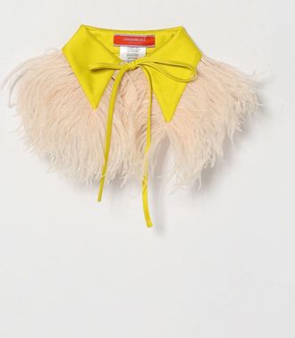 La DoubleJ Col en satin avec application de plumes et fermeture &agrave; nouer
