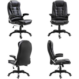 vidaXL B&uuml;rostuhl Schwarz Kunstleder - B&uuml;rostuhl - Arbeitsplatzstuhl - Ergonomischer Stuhl - Drehstuhl - Lederlook - Home & Living