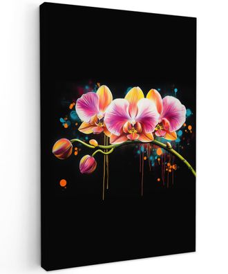 MuchoWow &copy; Bild auf Leinwand Gro&szlig; 80x120 cm XXL Schlafzimmer Bilder Badezimmer Wand Deko Wohnzimmer Modern Wanddeko Bilderwand Geschenk Orchidee - Graffiti - B