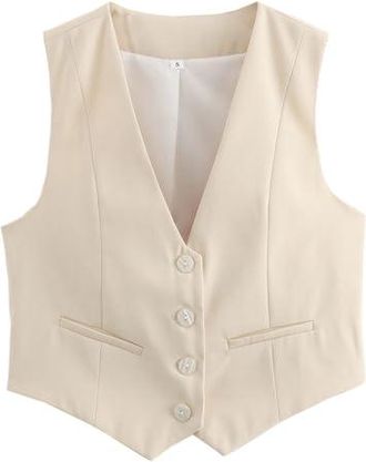 Generic Gilet Sans Manche Femme Gilet Femme D&eacute;contract&eacute; Quotidien Ville Court Style Costume - Veste Boutonn&eacute;e Col Droit Pour Occasions Habill&eacute;es