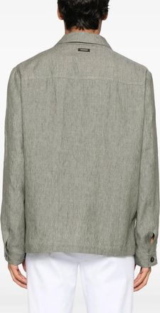 PESERICO Womens M&eacute;lange-Effect Shirt Jacket Green Ss25 M
