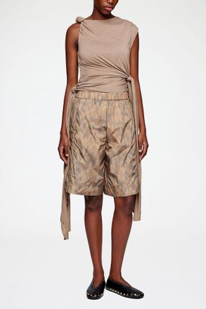 Ganni Shorts aus bedrucktem Nylon - Gr&ouml;&szlig;e 34 Burro