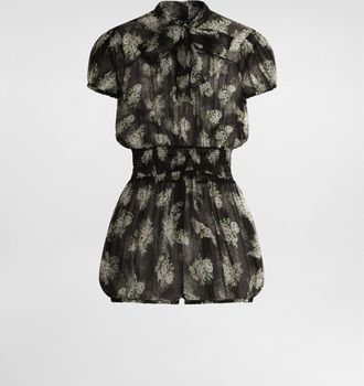 Dolce & Gabbana Small Flower Bouquet-print Chiffon Jumpsuit - Frau Kleider Multicolor 38