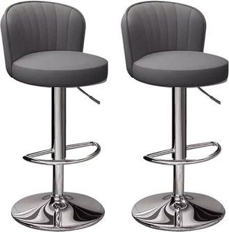 Generic Barhocker-Set (2Er-Set) mit Verstellbarer H&ouml;he, R&uuml;ckenlehne und Fu&szlig;st&uuml;tze - Gepolsterte Sitze, Robustes, Schwarz-Silbernes Metallgestell