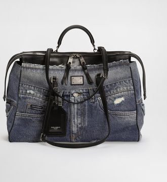 Dolce & Gabbana Vittoria Handbag In Denim Patchwork - Mann Shopper Blue Onesize
