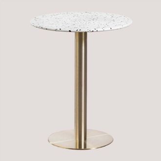 Sklum Sklum - Runder Bartisch aus Terrazzo (&Oslash;60 cm) Malibu Champagner-Gold Wei&szlig;