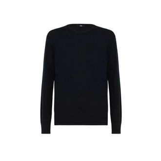 Alpha Studio Girocollo M/L Seta & Cashmere - - Knitwear - Herren - Blau - 2XL