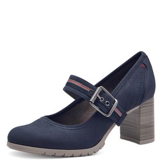 s.Oliver Damen Pumps mit Riemen mit Blockabsatz Bequem, Blau (Navy), 40 EU