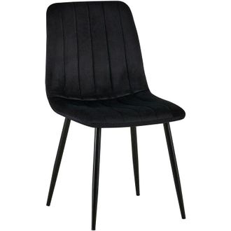 Clp Chaise de salle &agrave; manger &agrave; cadre noir &eacute;l&eacute;gant et si&egrave;ge en velours matelass&eacute; diverses couleurs colore : noir