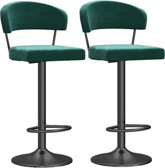 Generic H&ouml;henverstellbare Barhocker, drehbare hohe K&uuml;chen- und Esszimmerst&uuml;hle mit R&uuml;ckenlehne, Samt-Hocker, geeignet f&uuml;r K&uuml;cheninseln