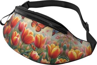 Generic Mit Rei&szlig;verschluss Sporttasche Blumen-Schmetterlings-Print Brusttasche Sporttasche H&uuml;fttasche F&uuml;r Joggen Hundetraining Sport 14X35Cm