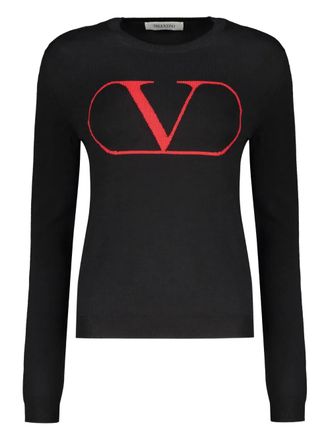 Valentino Garavani pull &agrave; logo en intarsia - Noir