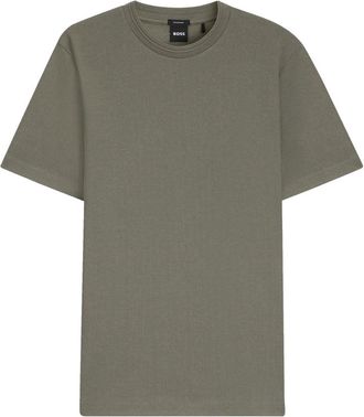 HUGO BOSS T-Shirt aus merzerisierter Baumwolle mit Fischgrätstruktur in