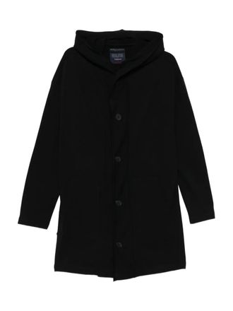 Yohji Yamamoto manteau boutonné à capuche - Noir