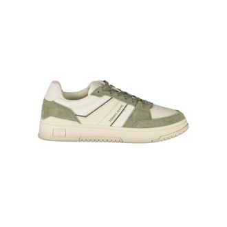 Tommy Hilfiger Wei&szlig;e Leder Herren Sneaker Gr&uuml;ne Akzente - - Shoes - Herren - Mehrfarbig - 43 EU