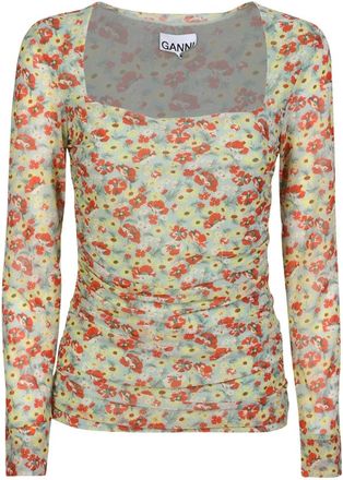 Ganni Femme, Tops, Multicolore, Taille: 40 FR Floral Print Mesh Top