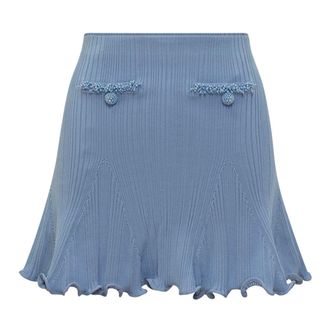 Self Portrait Femme, Jupes, Bleu, Taille: 42 FR Pearl Trim Knit Mini Skirt