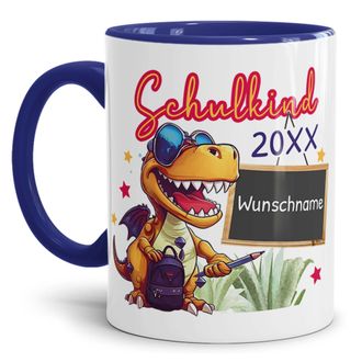 Tassendruck Personalisierbare Tasse zur Einschulung - Schulkind mit Name und Jahr personalisiert - Dino Tasse, personalisierte Geschenke zur Einschulung | 300ml, 