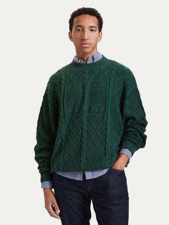 Tommy Jeans Pullover Flag DM0DM23614 Dunkelgr&uuml;n Relaxed Fit