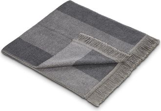 La Vida Sesselschoner Überwurf Tages-Decke grau gestreift - Oeko-TEX Zertifiziert, 200x50 cm, Sofaläufer mit Fransen, Baumwollmischung bis 40 °C waschbar, Sch