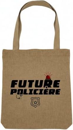 Fabulous Sac Shopping Tote Bag Aspect Lin - Future Polici&egrave;re M&eacute;tier Avenir Loi S&eacute;curit&eacute; - Sac de Courses Toile Epaisse 360g Beige Naturel Cabas Port&eacute; Epaule So