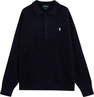 Polo Ralph Lauren Pullover-Pullover mit neuartigem Flaggen-Design und 4-Knopf-Leiste - - Tops - Herren - Blau - L