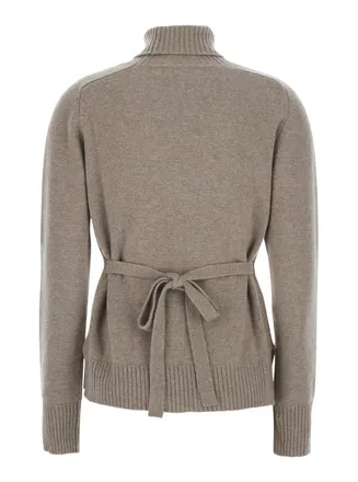 P.A.R.O.S.H. Womens Sweater High-Neck Beige Wool Tops Top