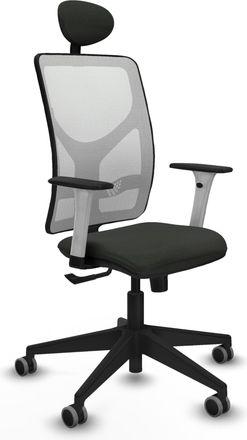 Piqueras y Crespo Bequemer Schreibtischstuhl aus Netzstoff, verstellbar, mit schwarzen Armlehnen, h&ouml;henverstellbare Lendenwirbelst&uuml;tze und festes Kopfteil, ausgestattet