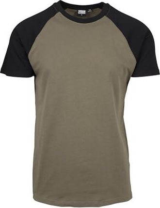 Urban Classics T-Shirt Raglan Contrast Homme T-Shirt Manches Courtes Olive/Noir 4XL