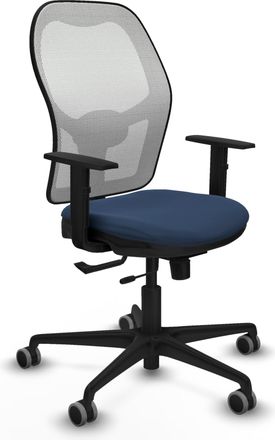 Piqueras y Crespo Schreibtischstuhl wei&szlig; und blau Jorquera mit 1D-Armen, h&ouml;henverstellbare Lendenwirbelst&uuml;tze, ausgestattet mit Syncro/Traslack und injiziertem Schaumst