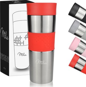 Milu Thermobecher 350ml & 450ml - Isolierbecher Kaffeebecher to go, 100% Auslaufsicher, Trinkbecher Edelstahl, Autobecher doppelwand Isolierung, Thermo Bec